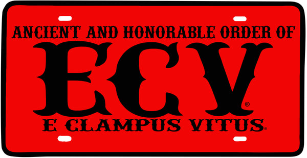 ECV® E Clampus Vitus red License Plate. – Wreck'n Ball Enterprises