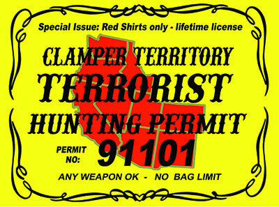 2 x 3 Inch Terrorist Hunting Permit Sticker – Wreck'n Ball Enterprises