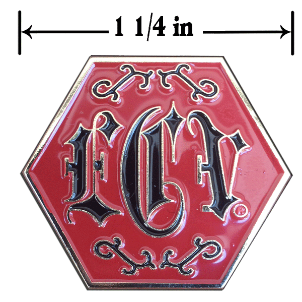 Red and Gold ECV Hexagon Pin – Wreck'n Ball Enterprises